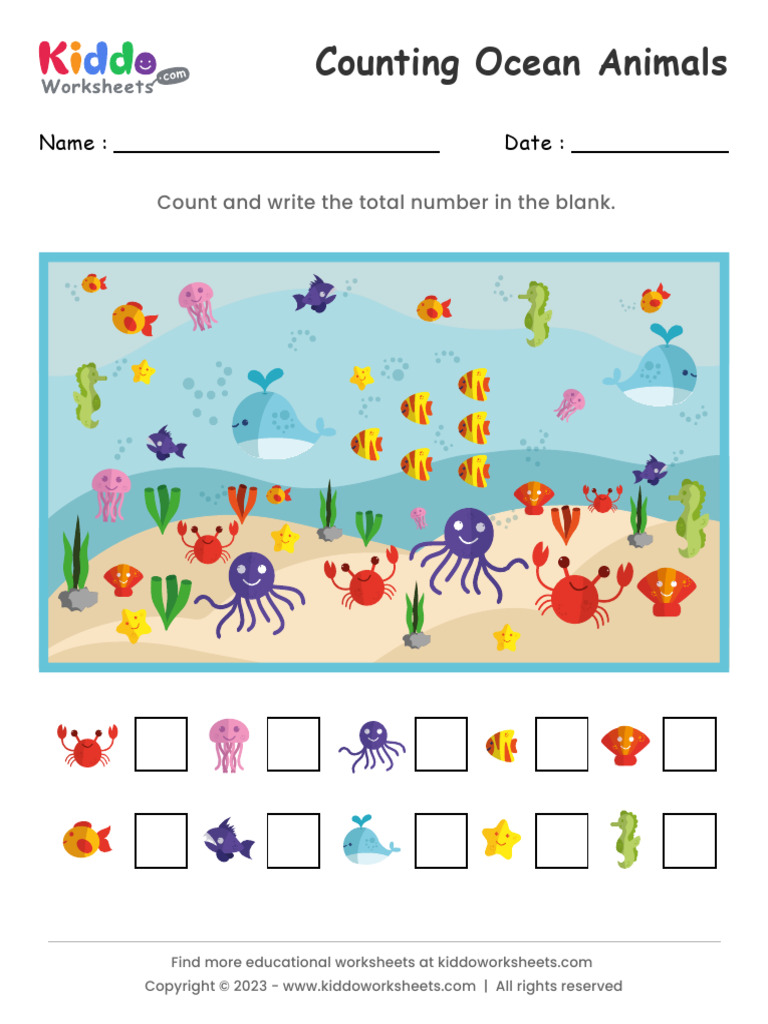 Counting Ocean Animals Worksheets | PDF | Foreign Language Studies