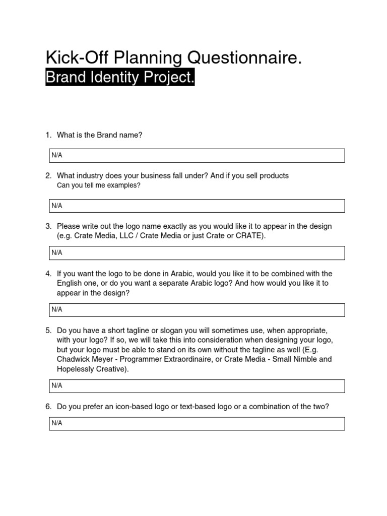 Brand Identity Project Questionnaire | PDF | Brand | Logos