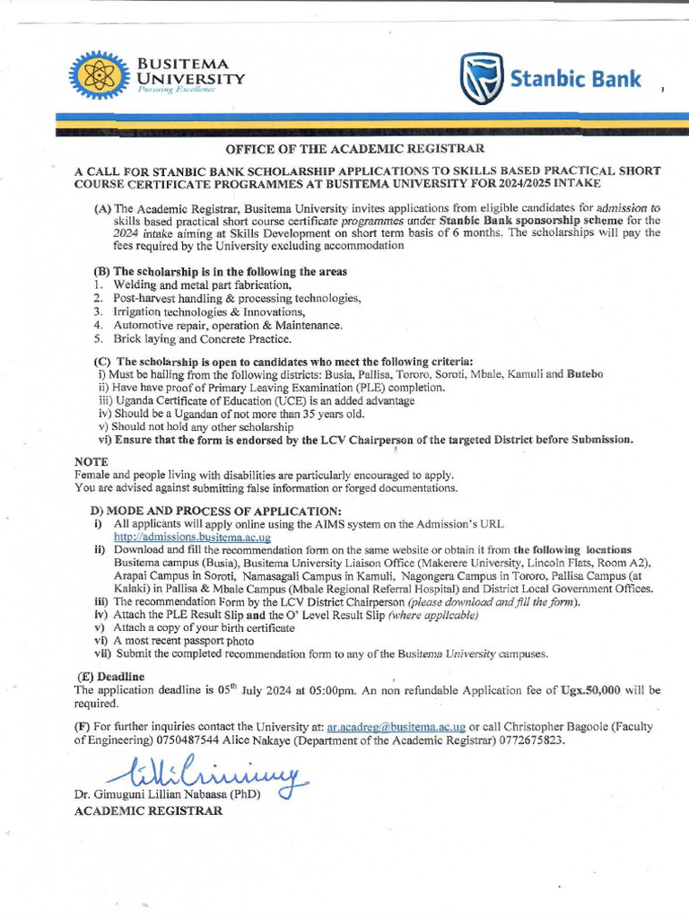 Advert For Short Courses Stanbic Sponsored | PDF | Business | Finance ...