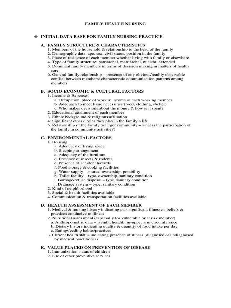 CHN-FAMILY-HEALTH | PDF | Family | Sanitation