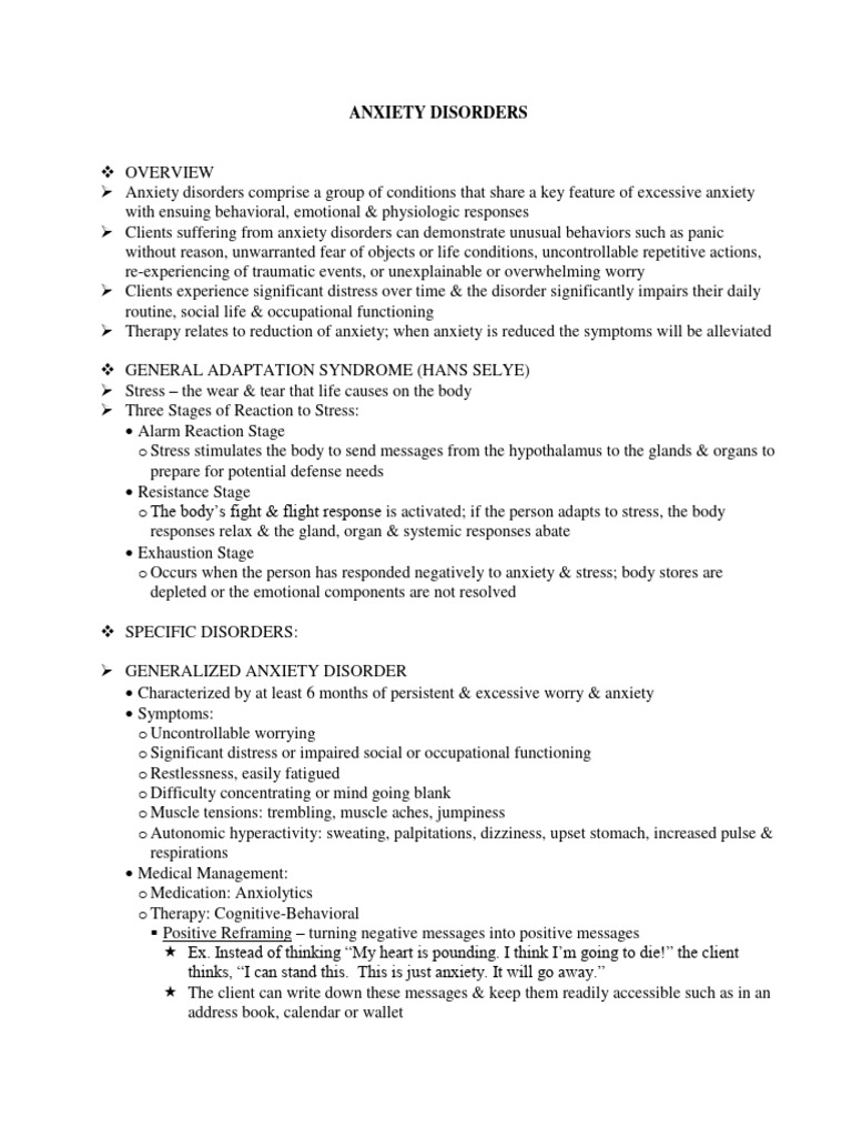 Understanding Anxiety Disorders and Treatments | PDF | Anxiety Disorder ...