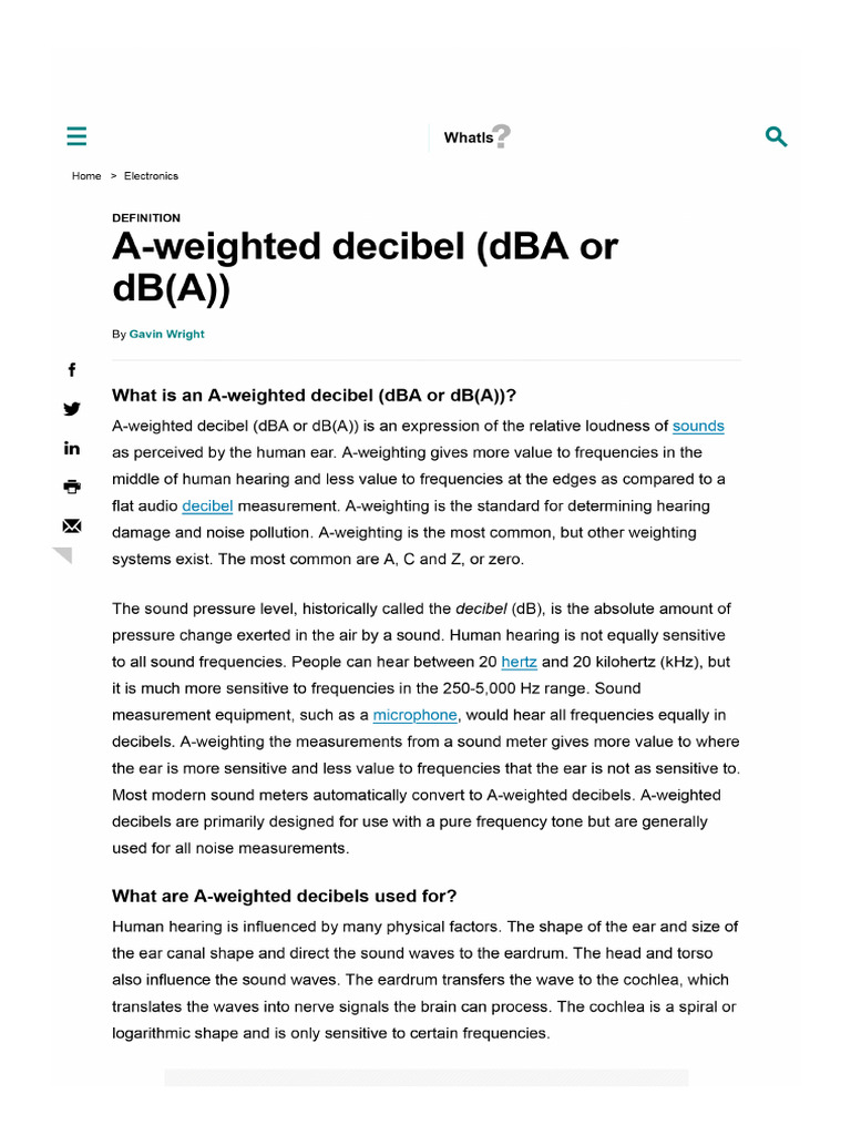 What Is An A-Weighted Decibel (DBA or DB (A) ) | PDF | Decibel | Sound