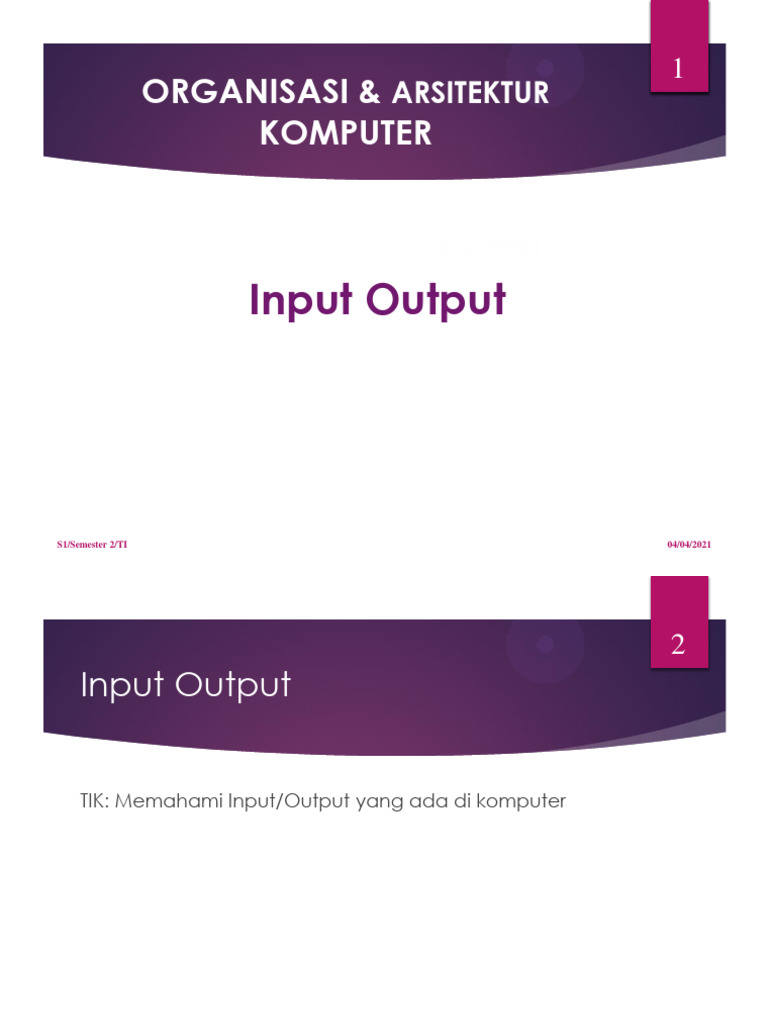 Perkuliahan 5 - Organisasi Dan Arsitektur Komputer - IO | PDF | Input/Output | Central ...