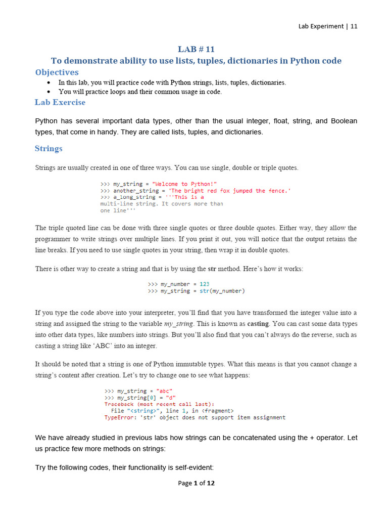 CSC101 Lab Handout 11 | PDF | Control Flow | String (Computer Science) CSC101 Lab Handout 11 | PDF | Control Flow | String (Computer Science)