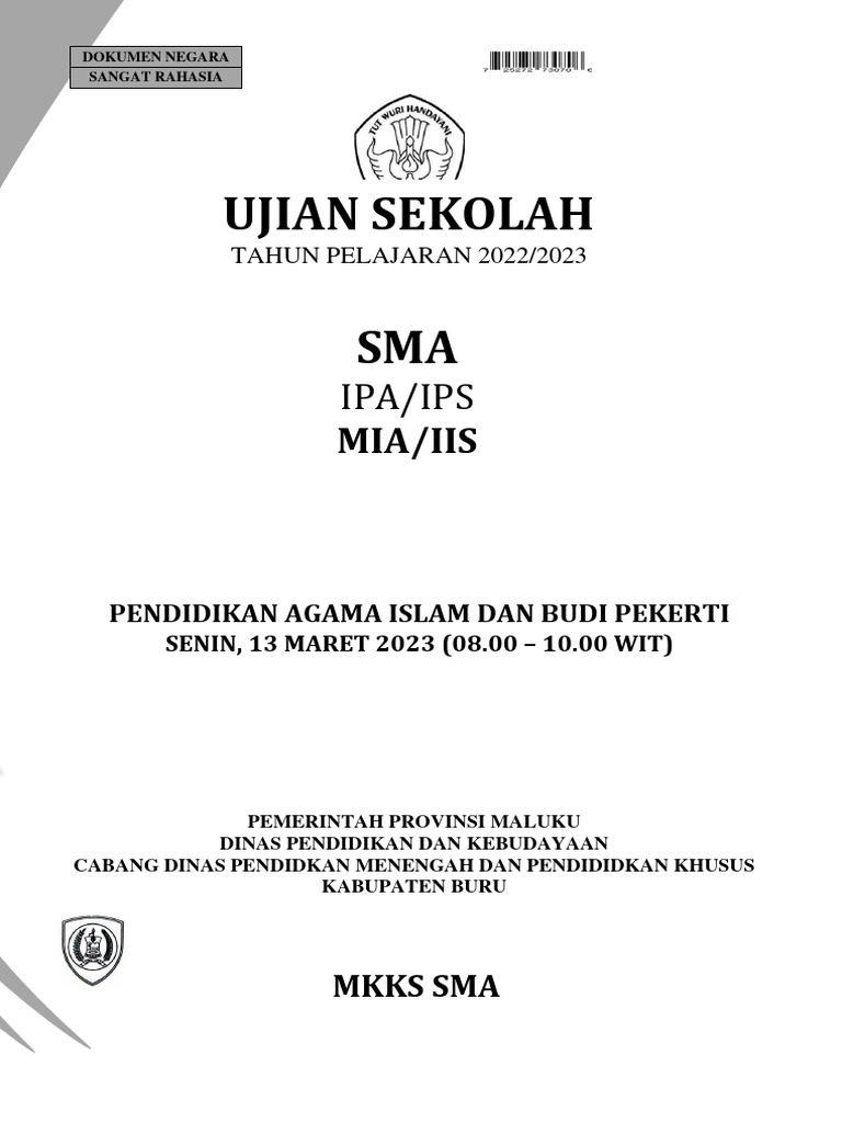 Ujian Sekolah SMA: Ipa/Ips | PDF