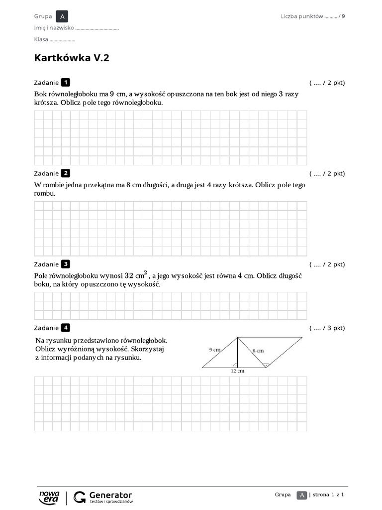 Kartkowka Pole Rombu-klasa-5 | PDF