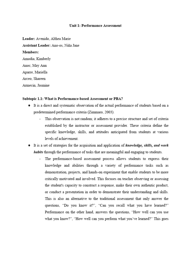 Group #1 - Narratives - UNIT 1 Performance Assessment | PDF ...