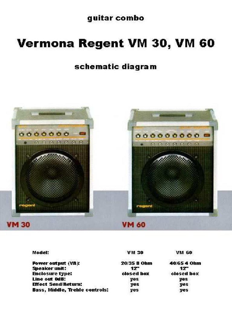 Vermona Regent VM 30 60 Guitar Combo 1989 SM | PDF