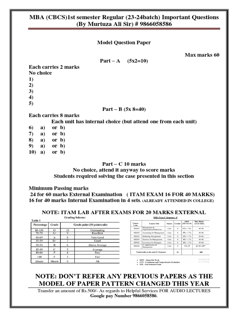 MBA First Sem Important | PDF | Probability Distribution | Analysis Of ...