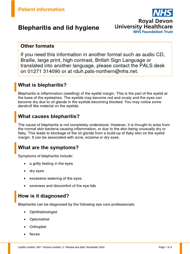Blepharitis and Lid Hygiene 097 v5 | PDF | Medical Specialties ...