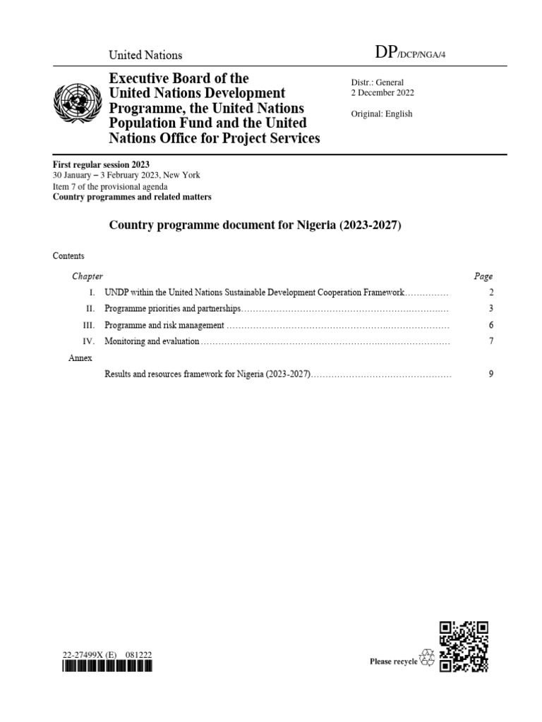 Undp Nigeria CPD 2023-2027 | PDF | Cost Of Living | United Nations Development Programme