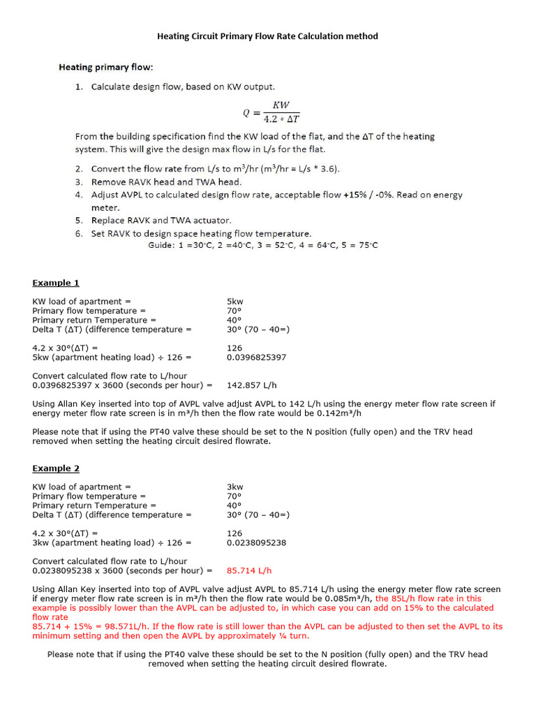 Heating Circuit Primary Flow Rate Calculation Method | PDF | Science ...
