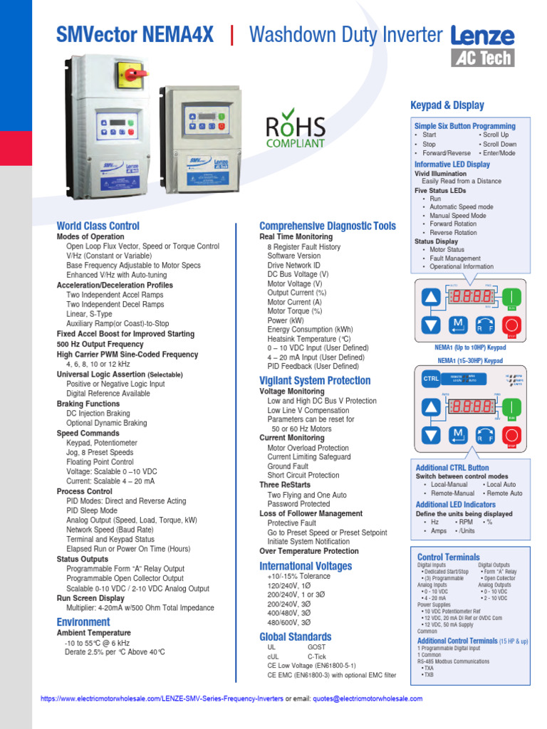 Lenze SMV Series Frequency Inverters | PDF | Electric Motor | Power Supply
