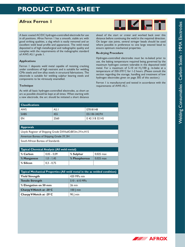 Afrox Ferron Datasheet | PDF | Welding | Construction