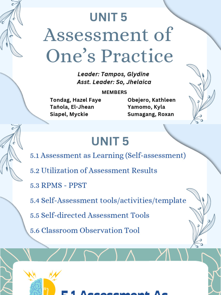 UNIT 5 - Assessment of One's Practice | Download Free PDF | Educational ...