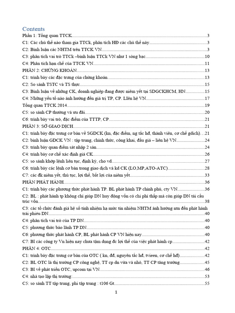NVT - Tổng Hợp Đề Cương TTCK | PDF