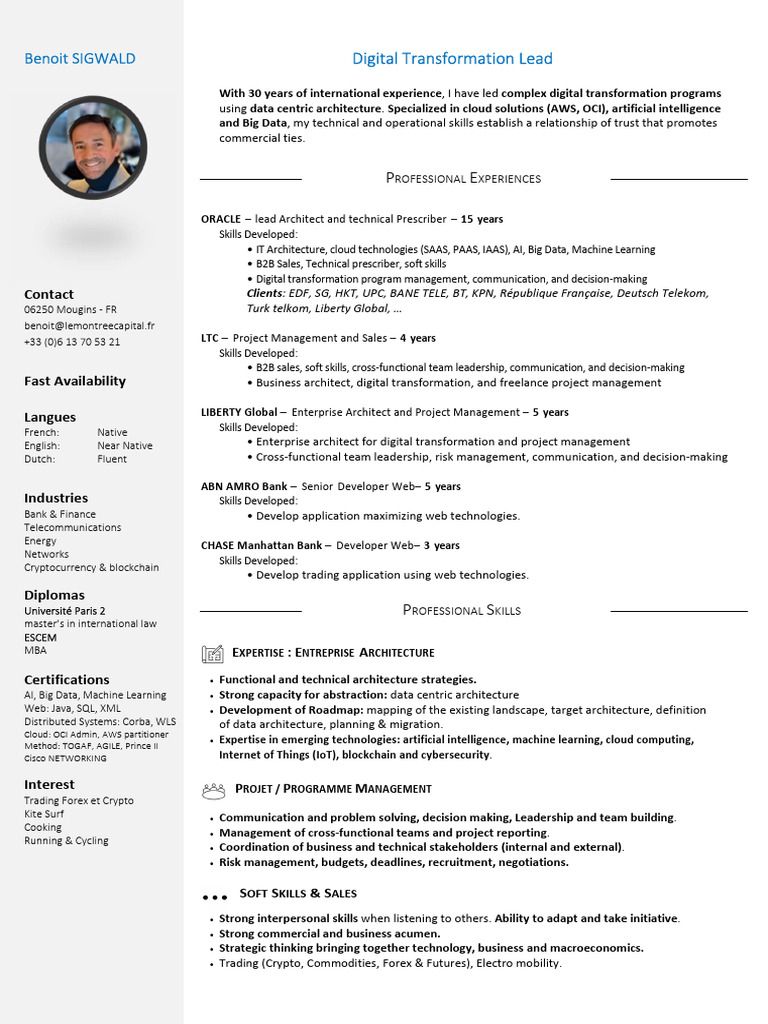 CV Compétences Benoit SIGWALD ENG v4.1 | PDF | Cloud Computing | Artificial Intelligence