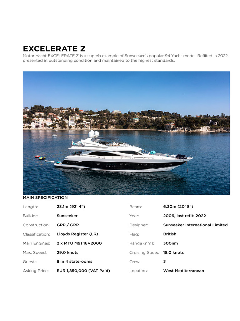 Excelerate Z - SSK 92 - 1.85me | PDF | Yacht | Propeller