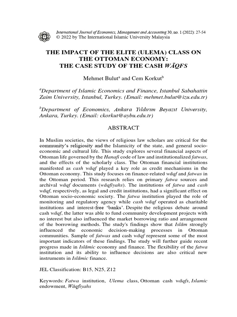 The Impact of The Elite (Ulema) Class On | PDF | Ulama | Interest