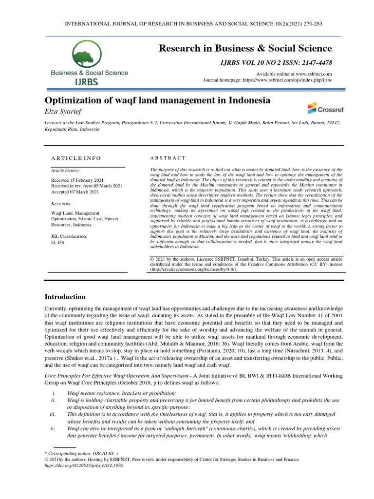 Optimization of Waqf Land Management in Indonesia | PDF | Muhammad | Sharia