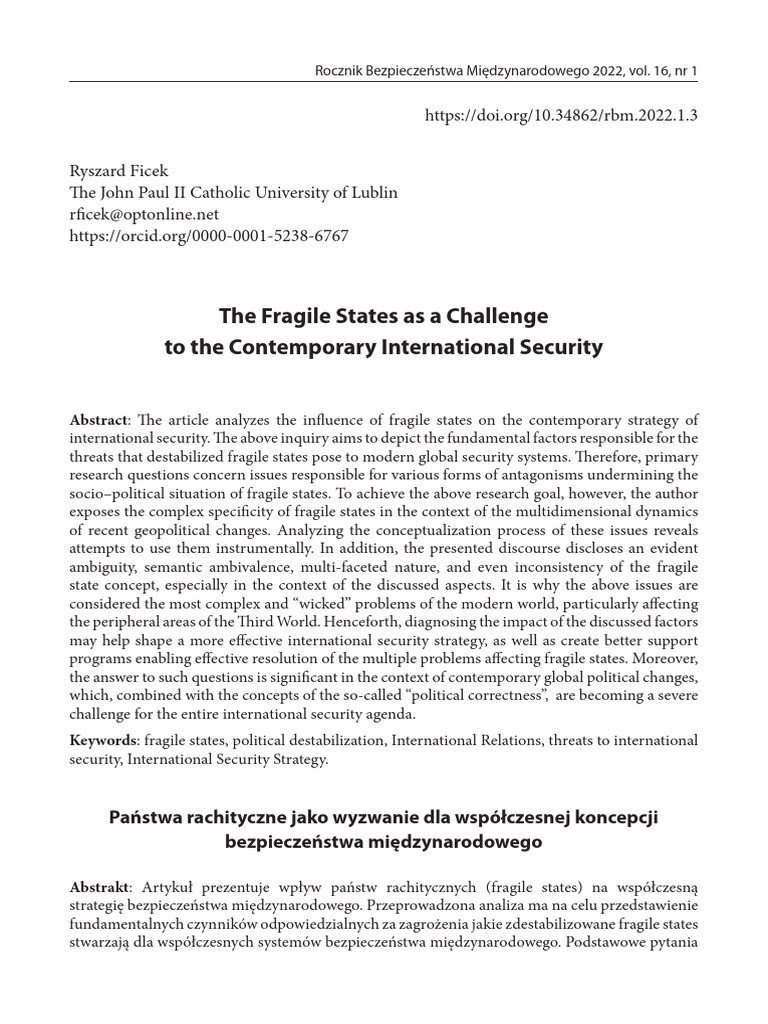 Fragile States and International Security | PDF | Failed State | State ...