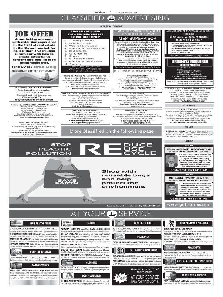Job Vacancies Classified-20240311-1 | PDF | Car Rental | Driver's License