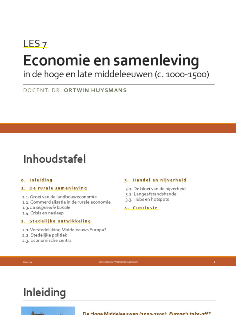 Economie en Samenleving in de Hoge en Late Middeleeuwen | PDF