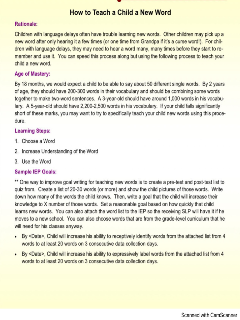 How to Teach New Word to Your Child | PDF