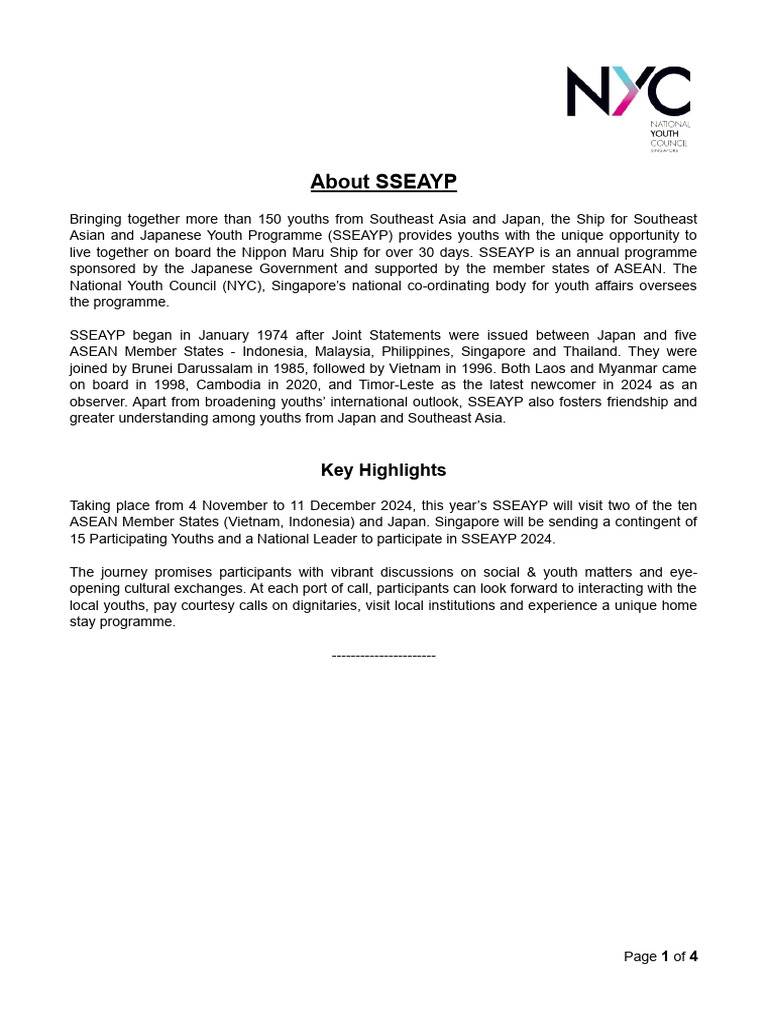 SSEAYP Factsheet 2024 - Final | PDF