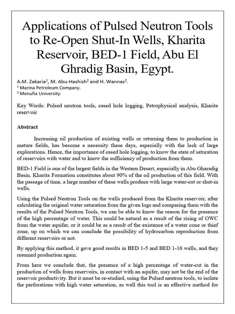 Pulsed Neutron Tools for Reopening Wells | PDF | Petroleum Reservoir ...
