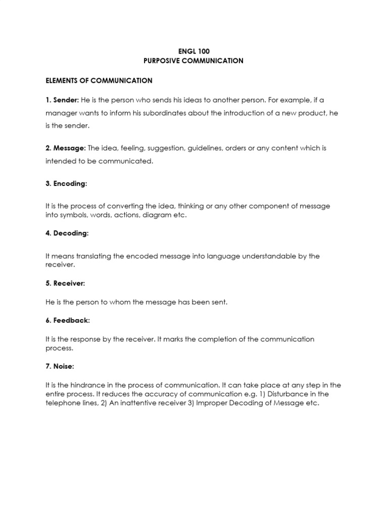 Source 1 Communication Elements - Process - Principles 2 | PDF | Communication | Information