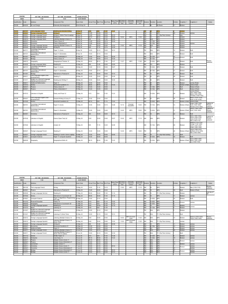 2024 Cambridge Examinations - Main Timetable - 2024 MAIN TIMETABLE ...