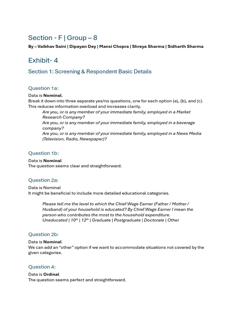 BRM ClassActivity SectionF Group8 | PDF | Likert Scale | Questionnaire
