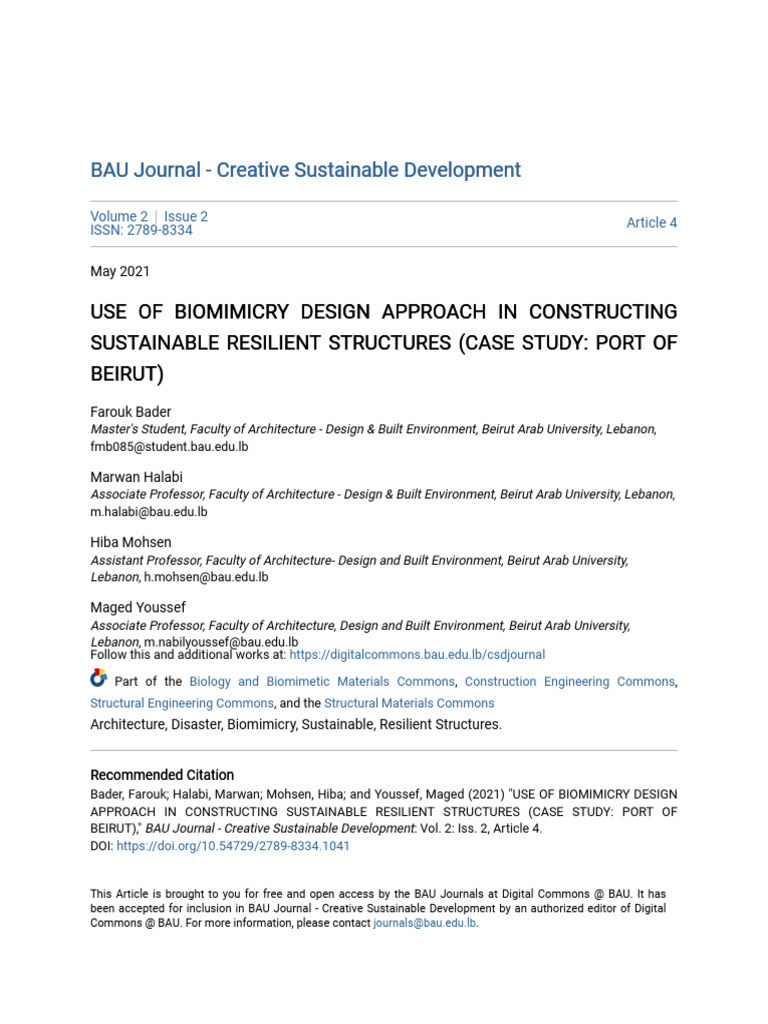 Use of Biomimicry Design Approach in Constructing Sustainable Res | Download Free PDF ...