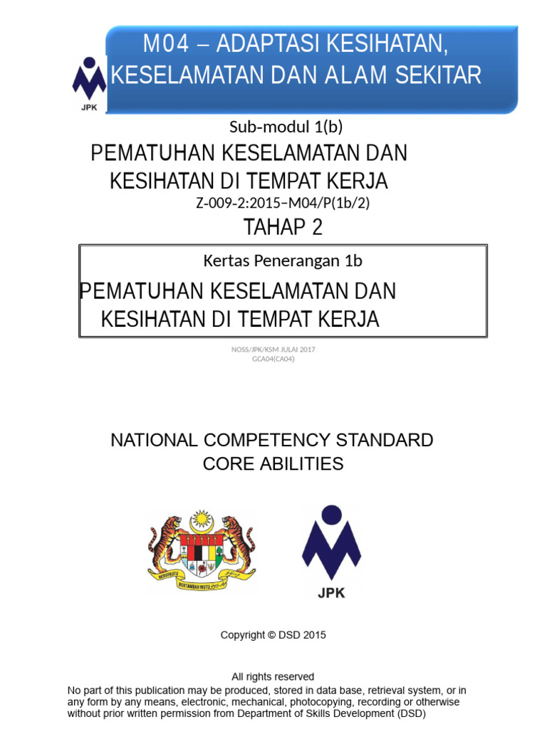 M04 Pematuhan Keselamatan Dan Kesihatan Di Tempat Kerja 2-3 | PDF