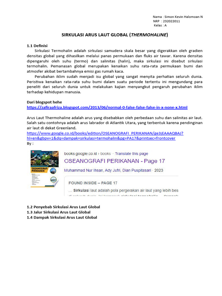 Sirkulasi Arus Laut Global (Thermohaline) | PDF
