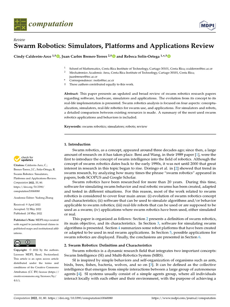 Swarm Robotics Simulators, Platforms and Applications Review | PDF | Simulation | Robotics