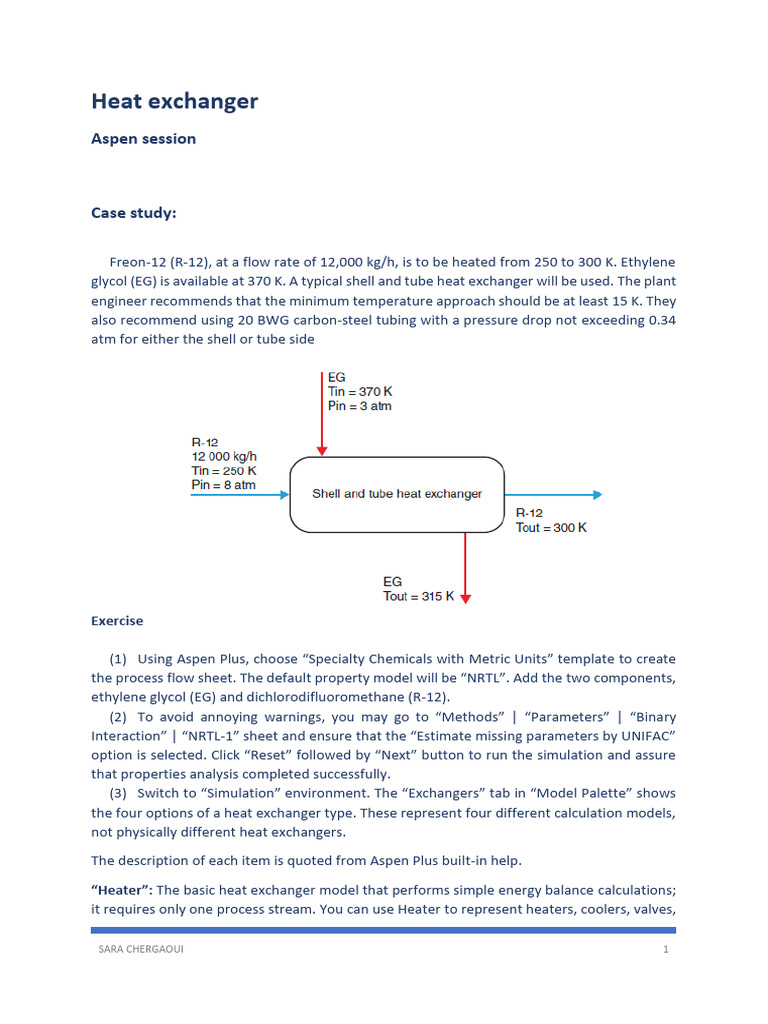 Aspen Plus Heat Exchanger Case Study | PDF | Heat | Heat Transfer