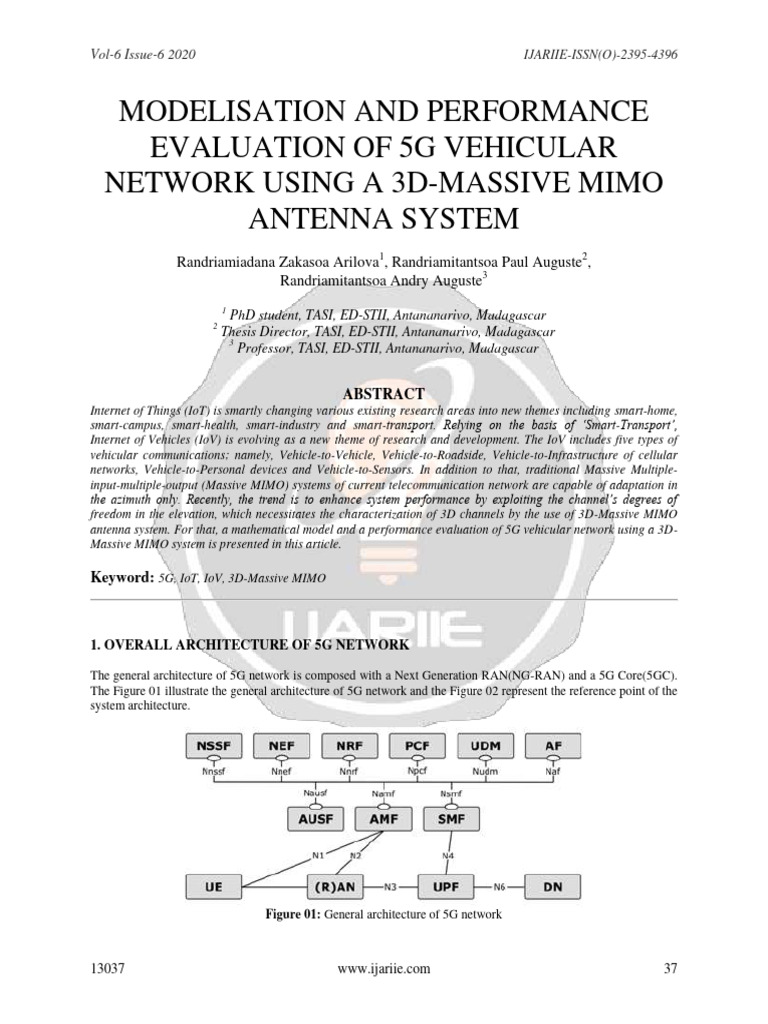 Modelisation And Performance Evaluation Of 5g Vehicular Network Using A