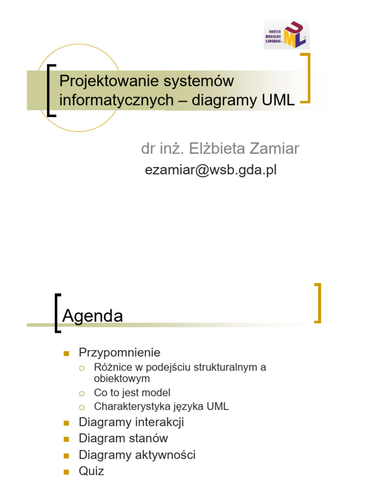 UML - Diagram Aktywności Interakcji I Stanów - Zaoczne | PDF