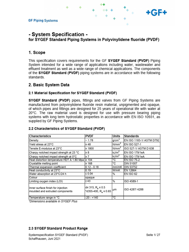 Gfps Specification Sygef Standard PVDF en | PDF | Valve | Pipe (Fluid ...