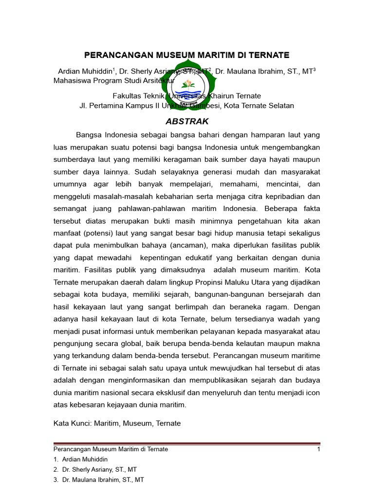 JURNAL Perancangan Museum Maritim | PDF | Perjalanan