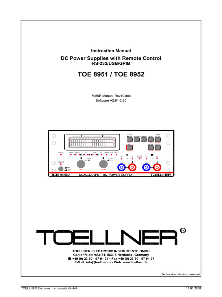 Toe 8951 Toe 8952 Pdf Power Supply Ac Power Plugs And Sockets