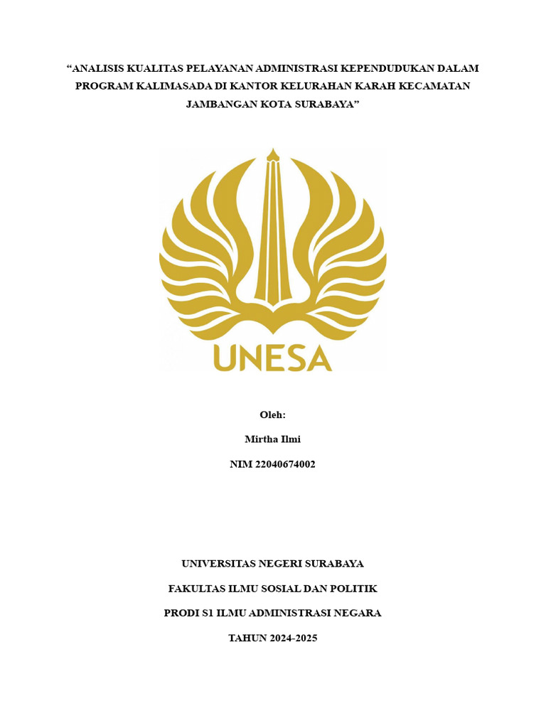Analisis Kualitas Pelayanan Administrasi Kependudukan Dalam Program ...