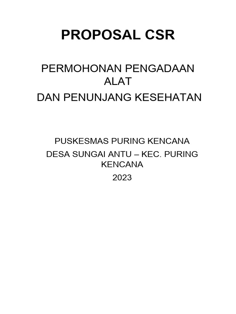 Proposal CSR Alat Kesehatan Puskesmas | PDF | Pengembangan Diri