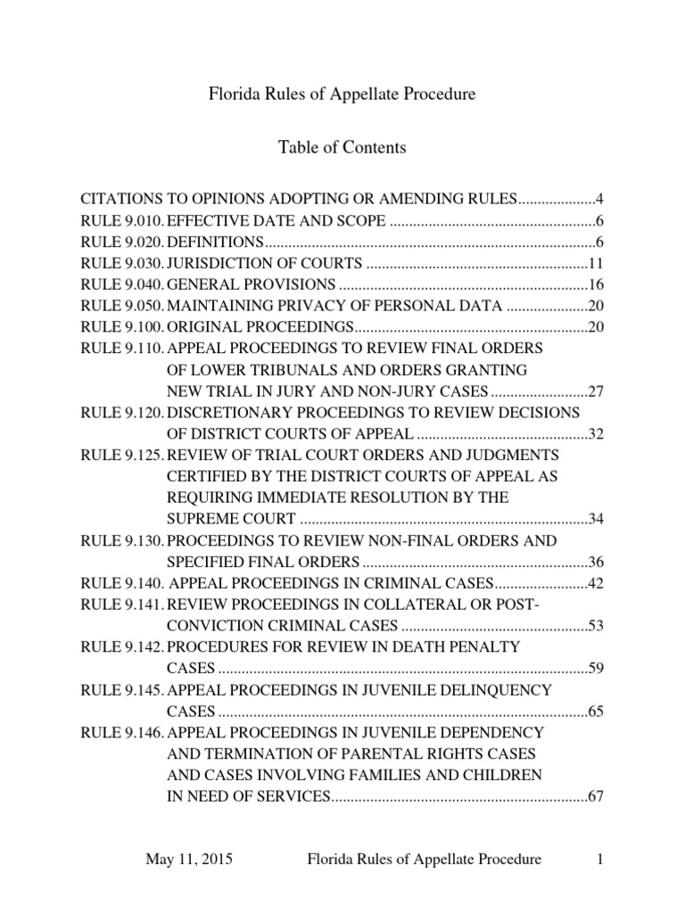 Florida Appellate Procedure Rules | PDF | Certiorari | Appeal