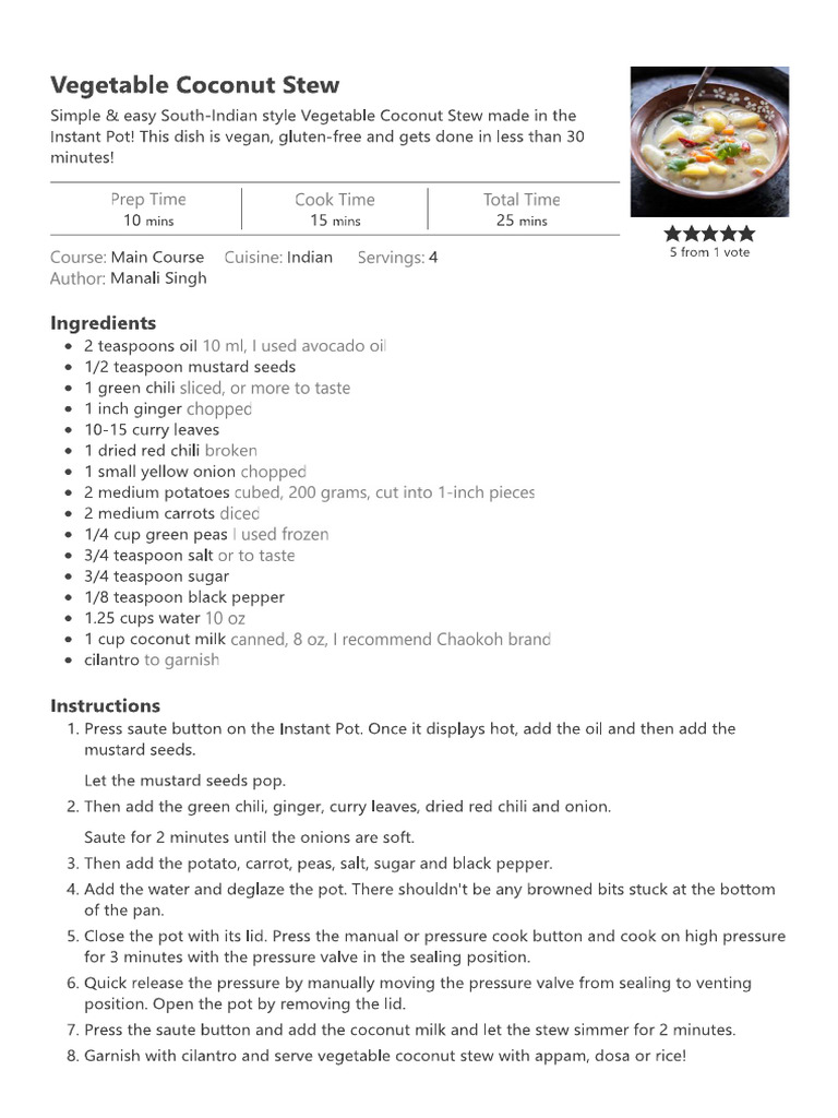 Veg Stew | PDF