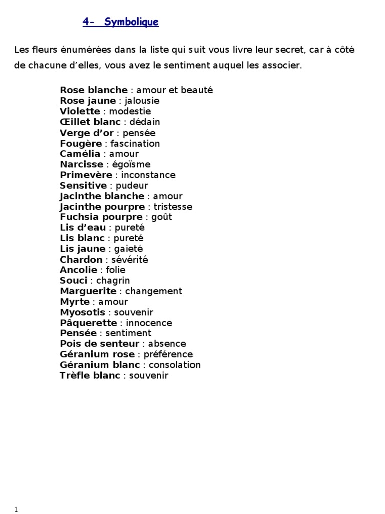 Signification des fleurs et symboles | PDF | Botanique | Agriculture