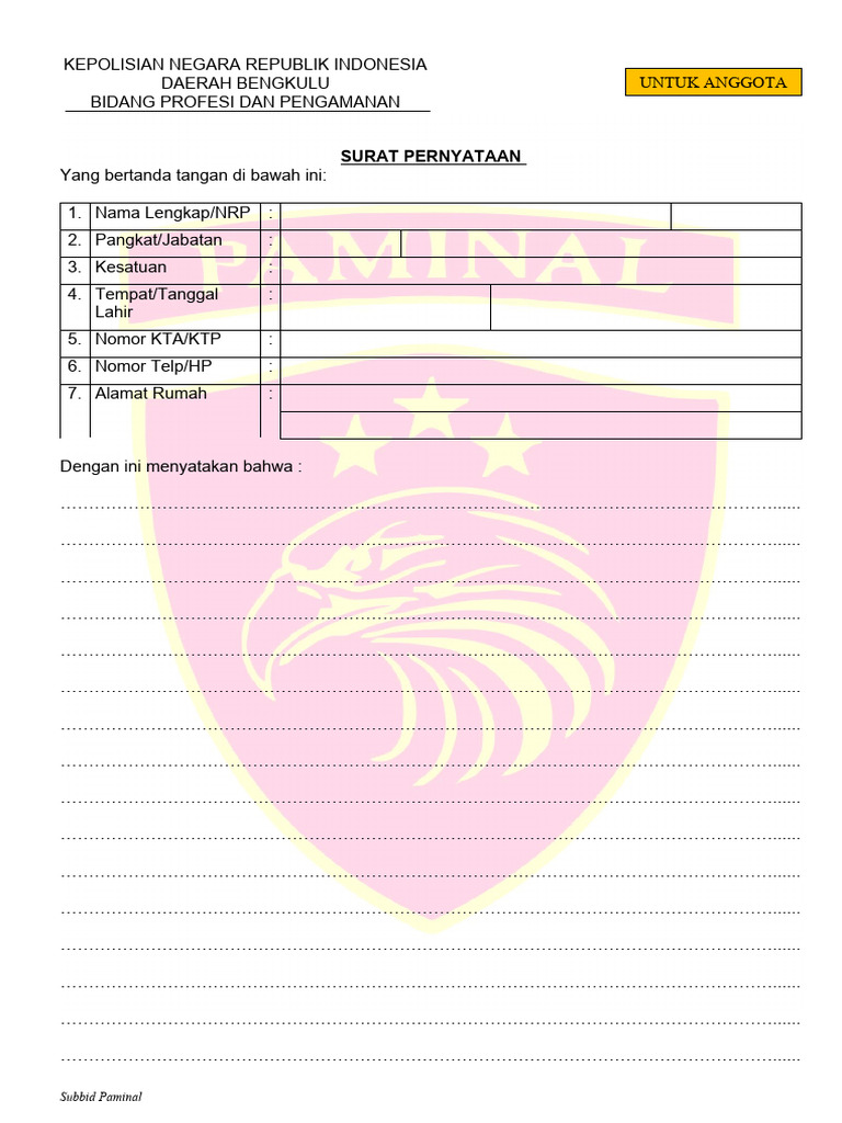 Contoh Surat Pernyataan Agt | PDF