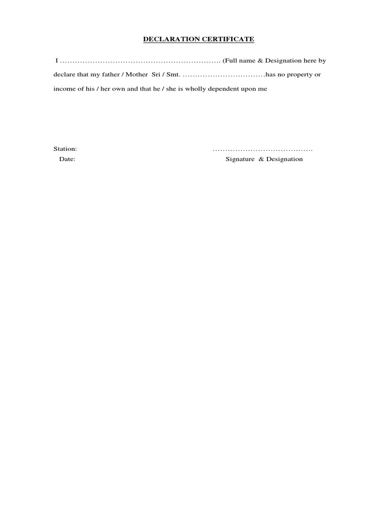 Declaration Certificate | PDF